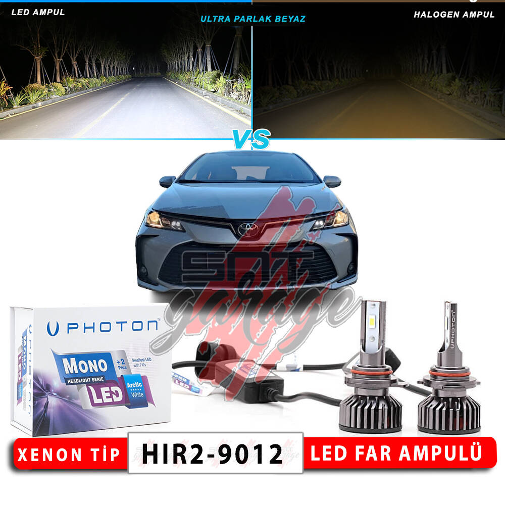 Toyota Corolla Kısa Far Ampulü Mono HIR2 9012 +Plus Led Ampul Seti-Led Dönüşüm Kiti (2018-2022 ...